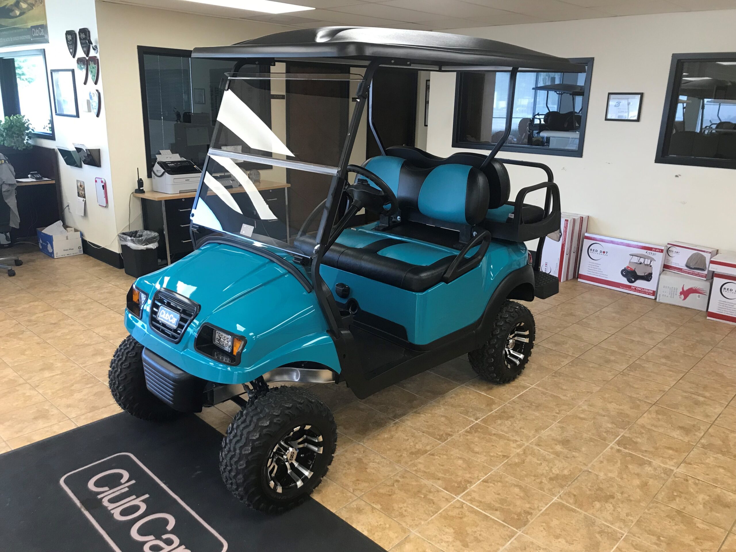 2017 Club Car Lifted Electric 4-pass Golf Car- Teal Phantom | Peebles ...